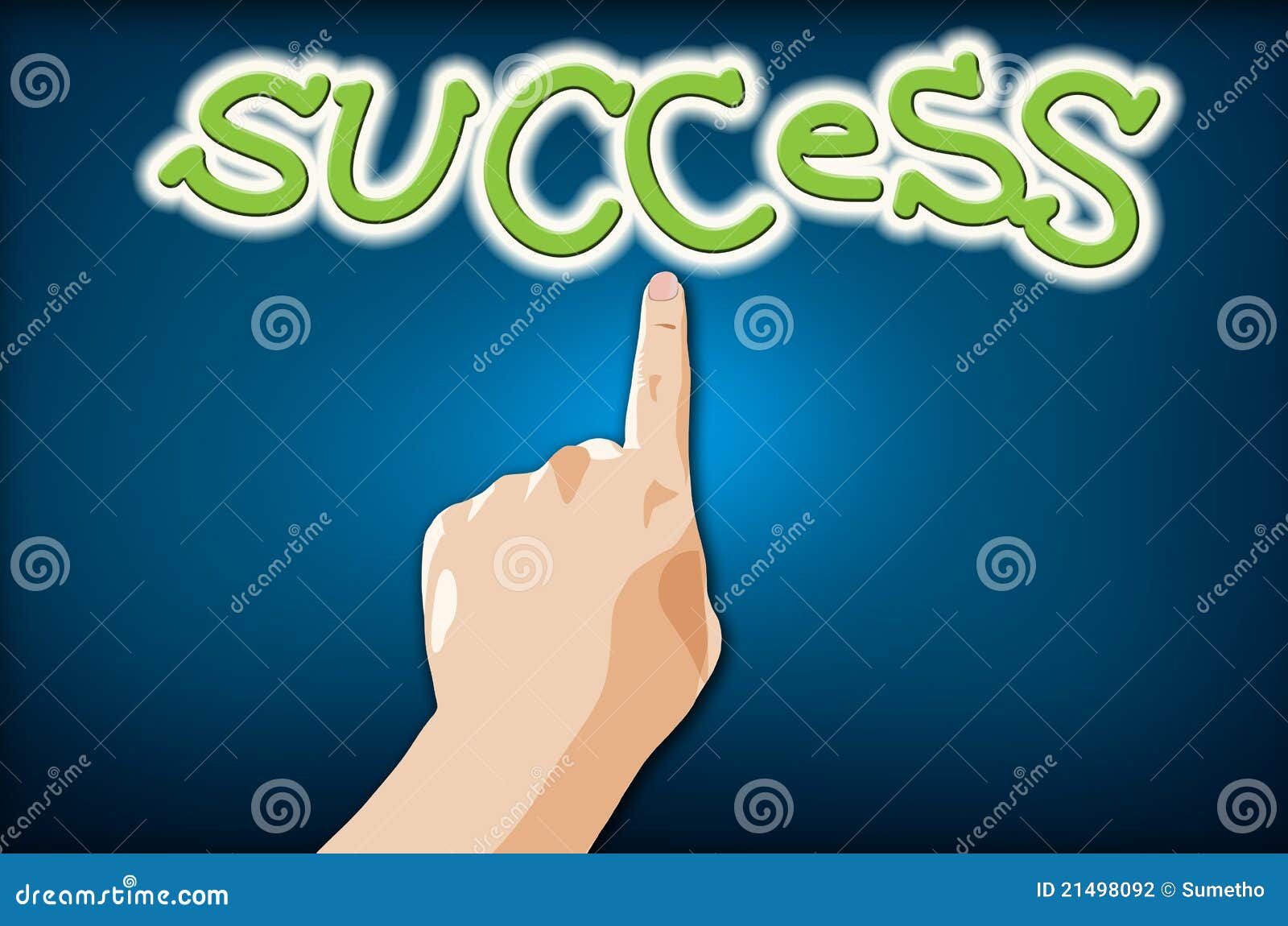 Hand Pointing Touching To Success Stock Illustration - Illustration of ...