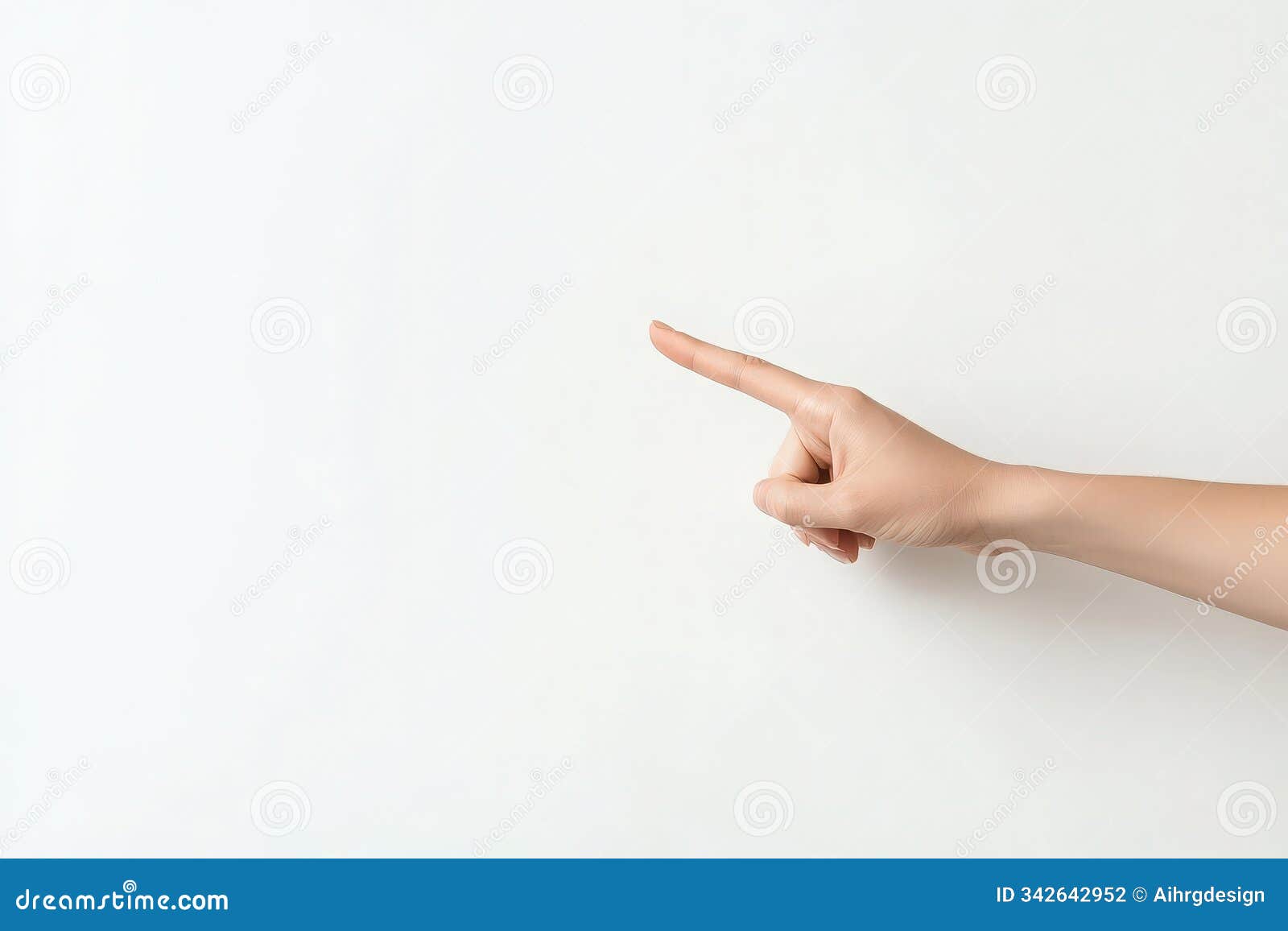 A Hand Pointing Towards an Invisible Object on a Clean White Background ...