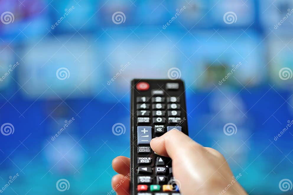 Hand Pointing Tv Remote Control Stock Photo - Image of entertainment ...