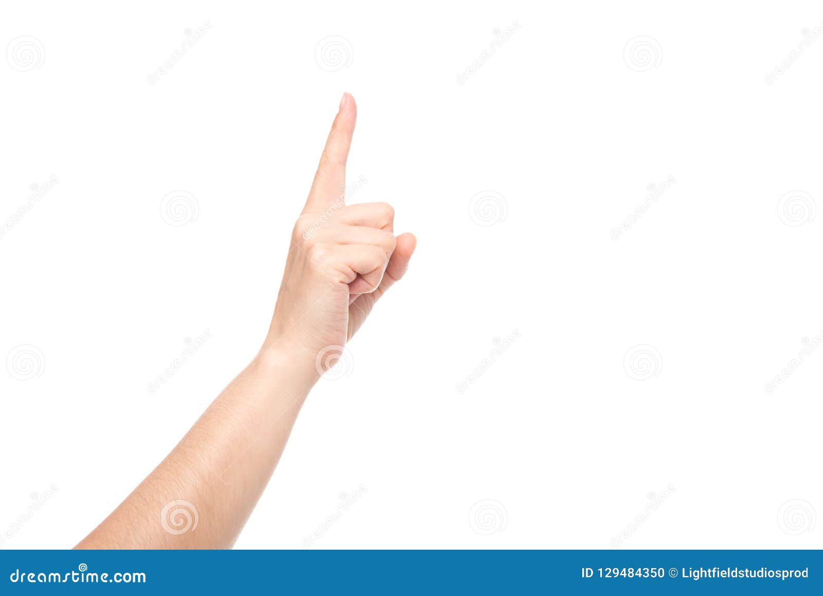 Hand pointing up stock photo. Image of hand, body, fingers - 129484350