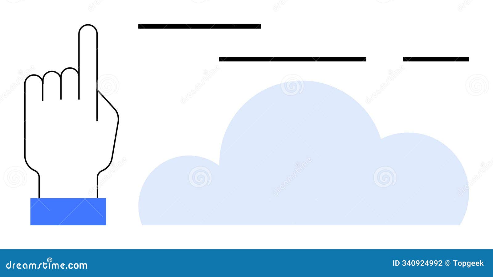 Hand Pointing with Cloud and Lines Representing Connection and Cloud ...
