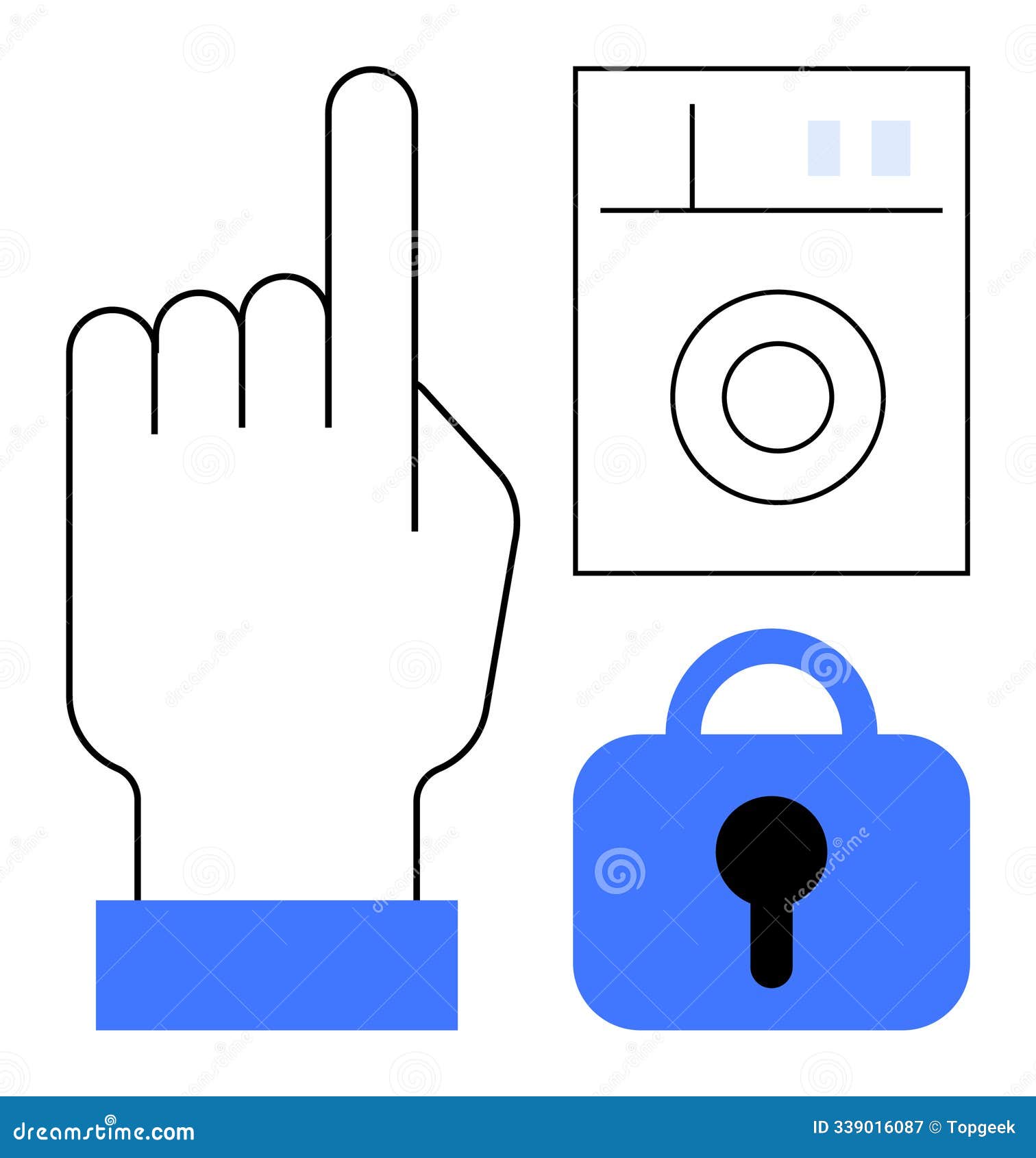 Simplistic Security Concept with Hand Gesture and Padlock Symbols on ...