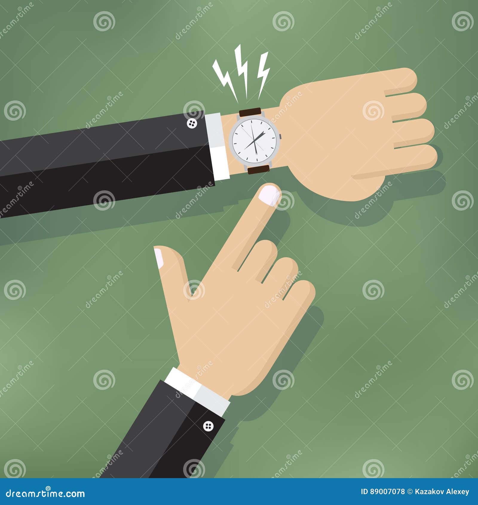 Hand pointing at watch. stock vector. Illustration of checking - 89007078