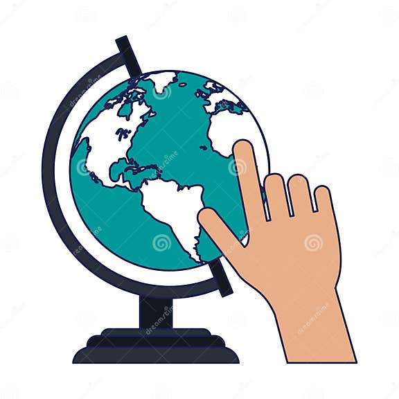 Hand pointing world globe stock vector. Illustration of pointing ...