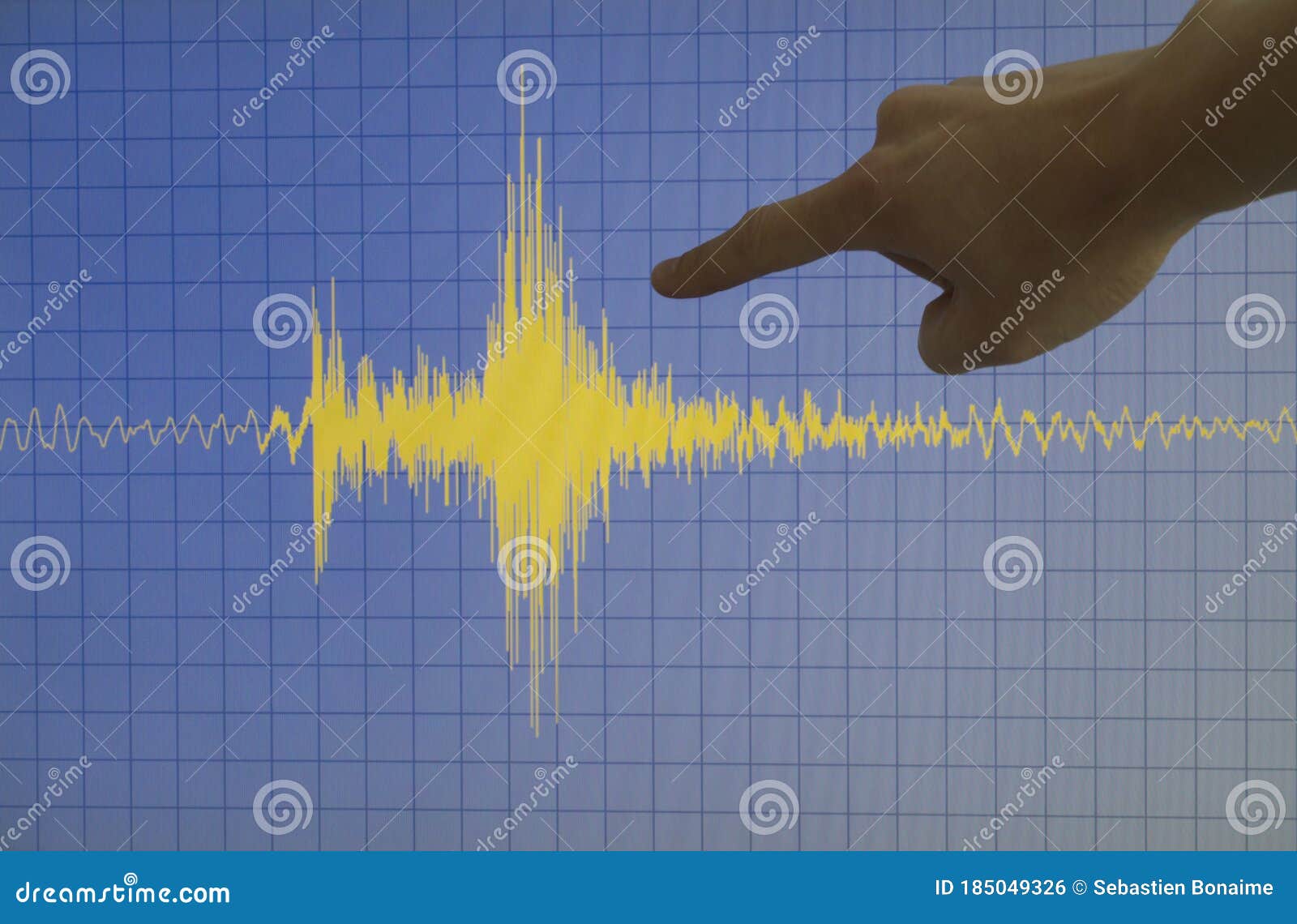 Hand Pointing A Yellow Earthquake Stock Photography | CartoonDealer.com ...