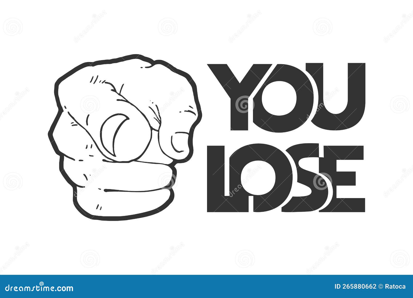 Hand Pointing You and You Lose Message Stock Vector - Illustration of ...