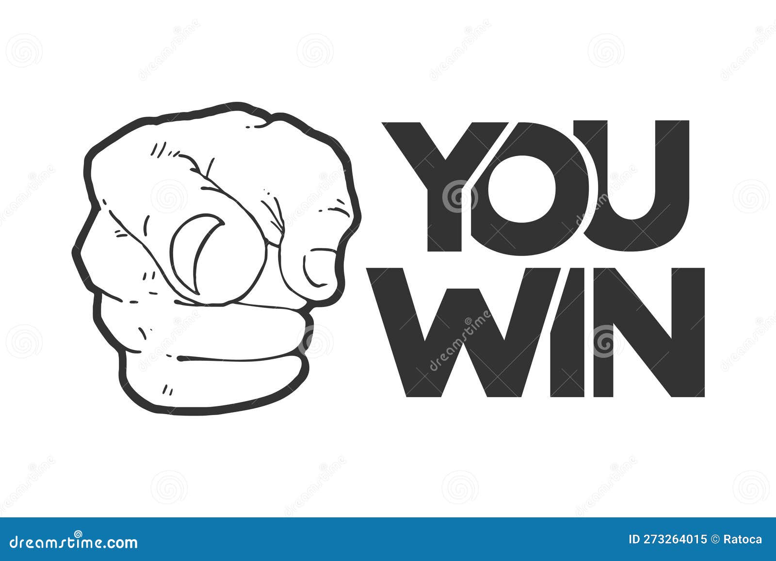 Hand Pointing You and You Win Message Stock Vector - Illustration of ...