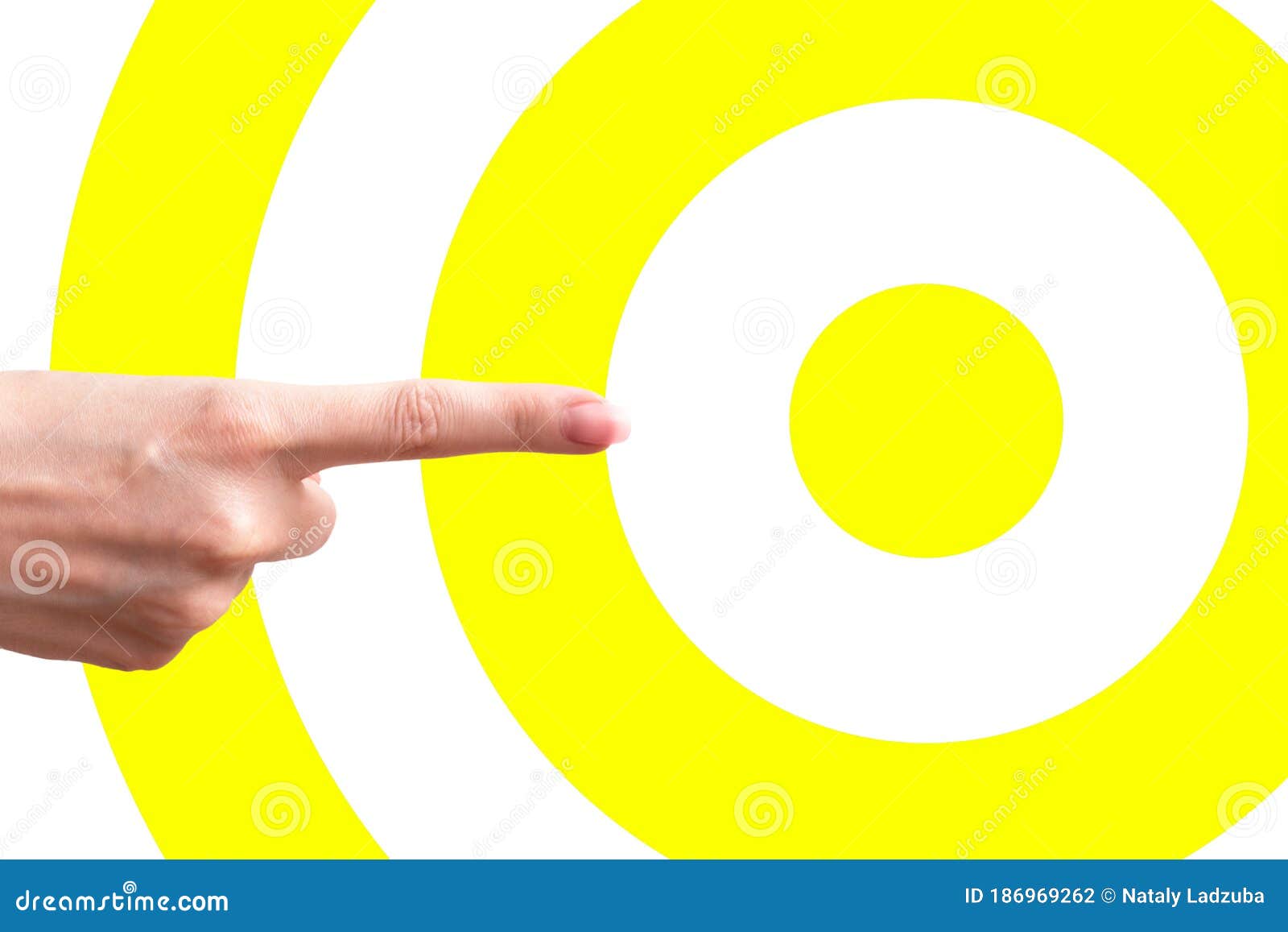 Hand Points a Finger To the Right on a Yellow-white Background Stock ...
