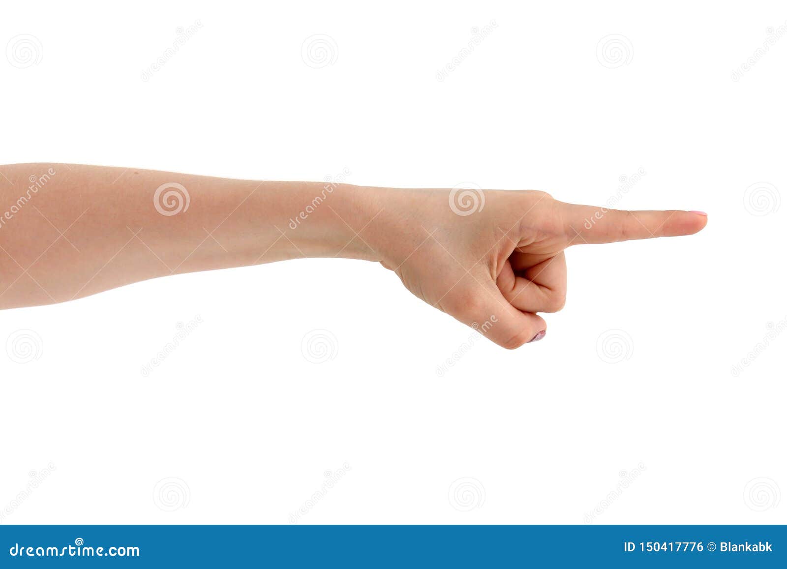 The Hand Points with the Index Finger To the Right on White Background ...