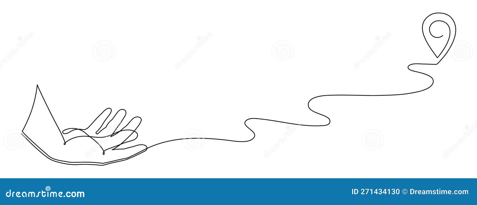 Hand Points Location at Map One Line Art,hand Drawn Continuous Contour ...