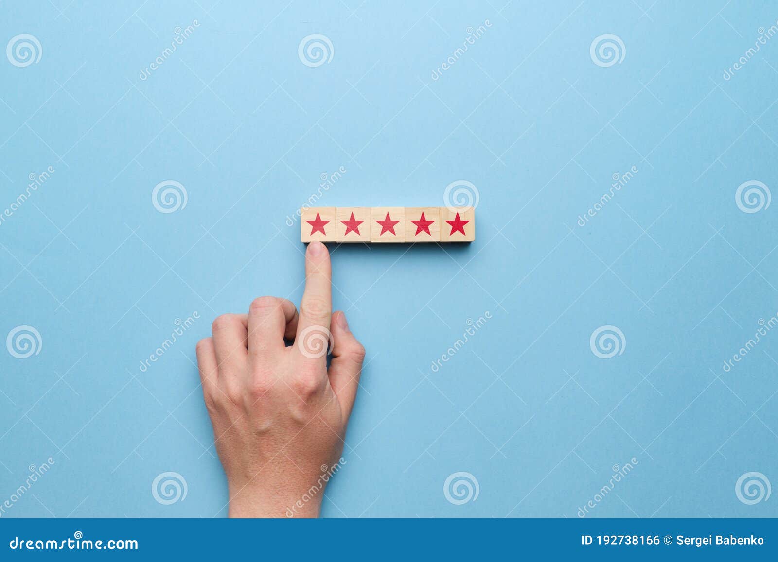 The Hand Points To the Five-star Concept of High Score Stock Photo ...
