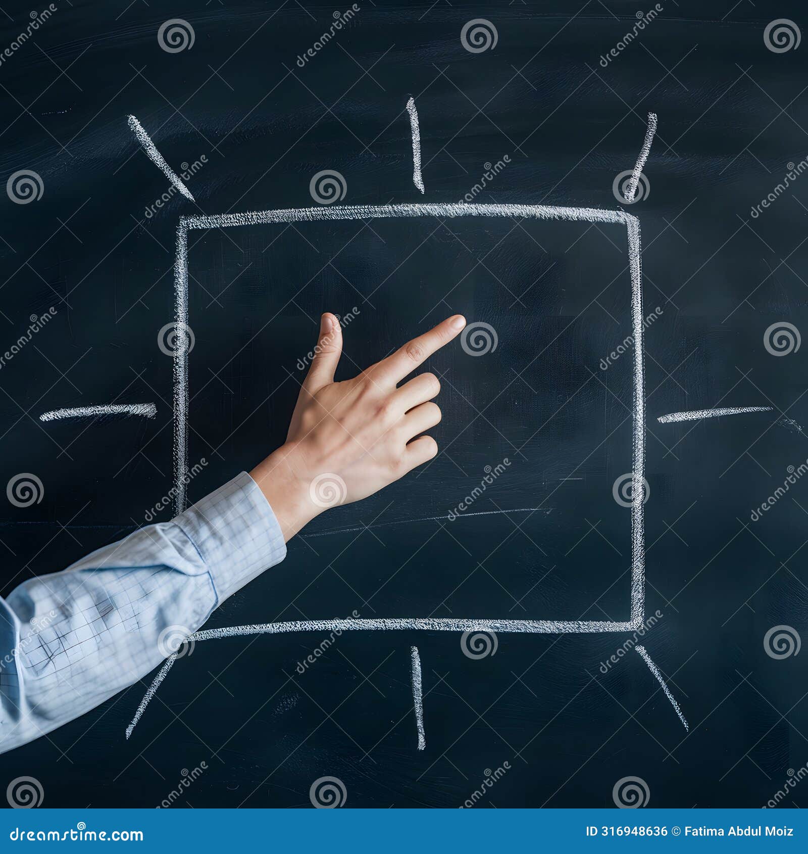 Hand Points To Set Boundaries on Blackboard, Emphasizing Limits Stock ...