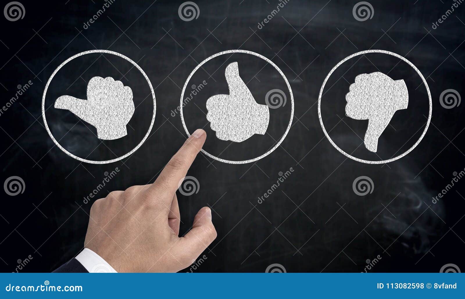 Hand Points To Thumbs Up Icons Concept Stock Photo - Image of shows ...