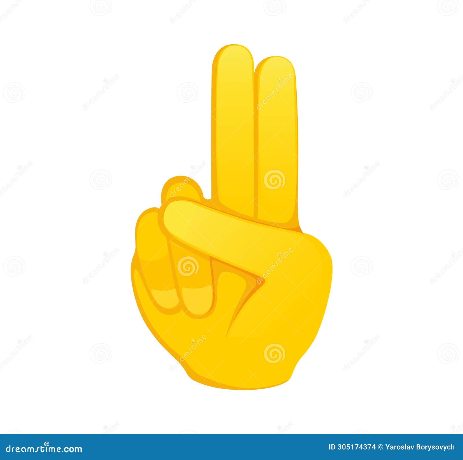 Hand Points with Two Fingers Icon. Yellow Gesture Emoji Vector Stock ...