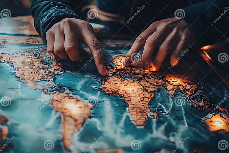 Exploring the World Map stock illustration. Illustration of tour ...