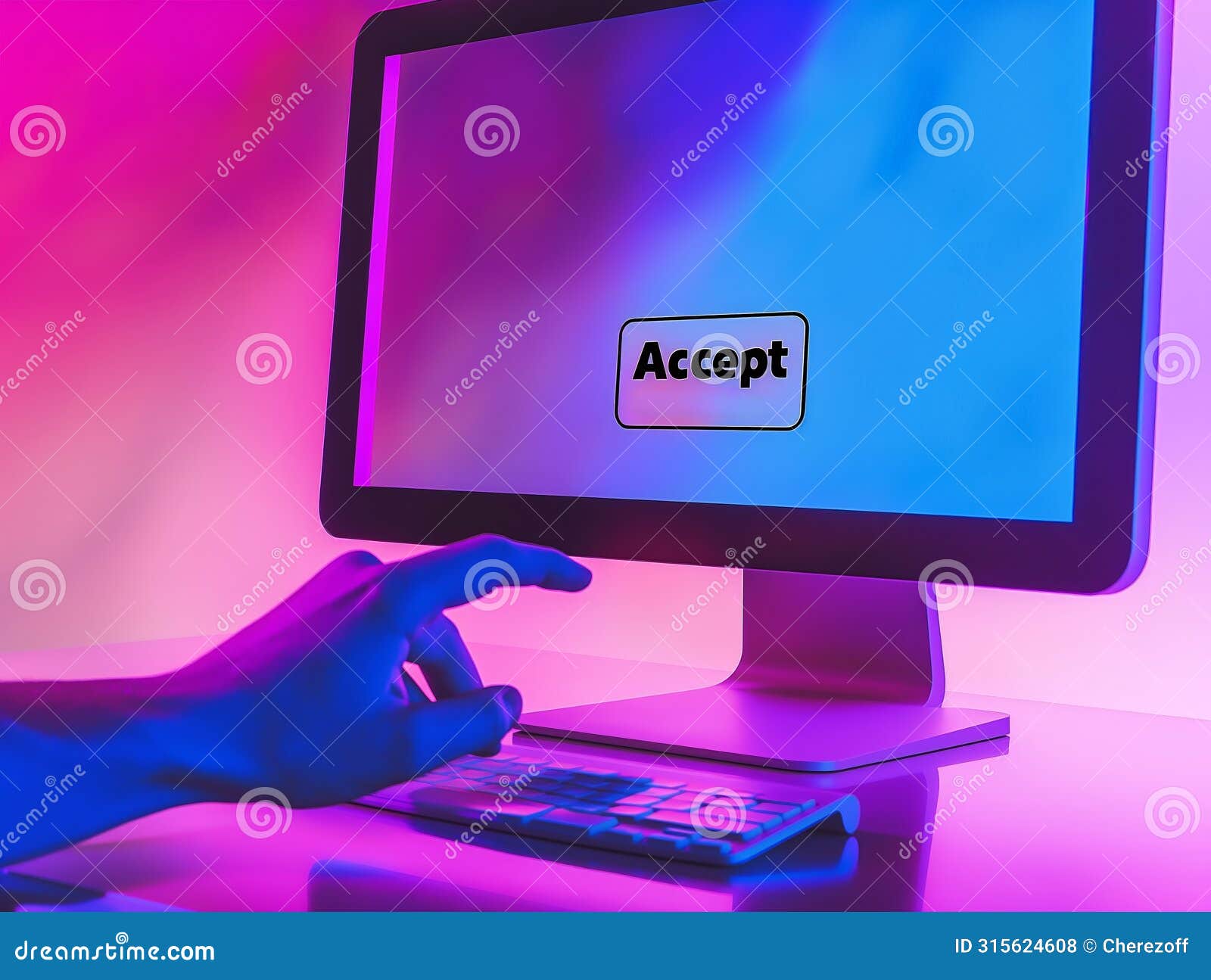 Neon Acceptance stock photo. Image of cyberspace, agree - 315624608