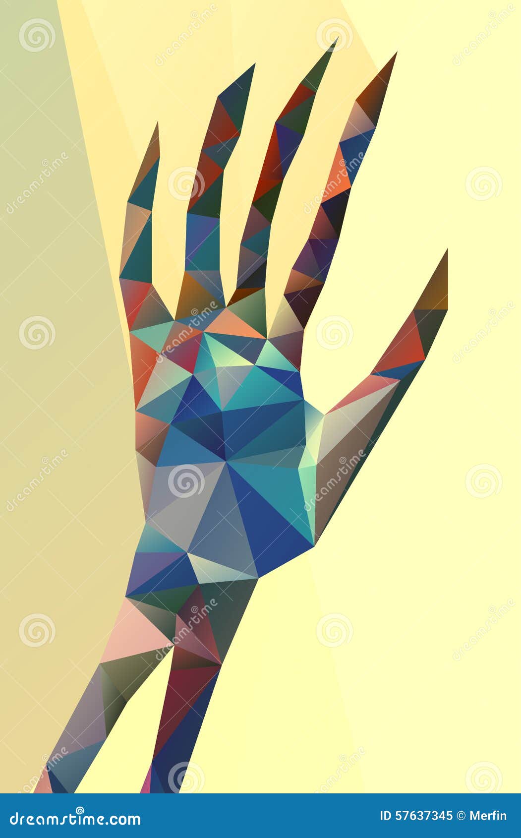 Hand polygonal stock vector. Illustration of beautiful - 57637345