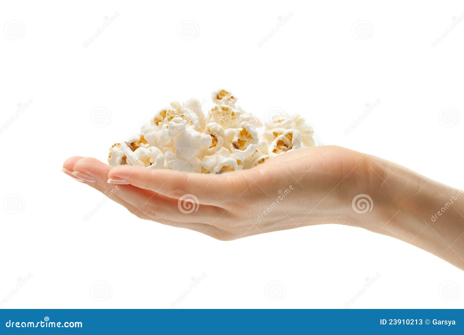Hand with popcorn stock image. Image of salted, delicious - 23910213
