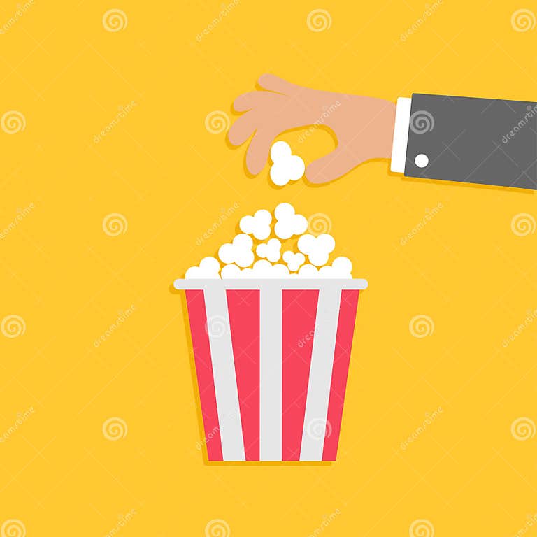 Hand and Popcorn. Flat Style Icon Stock Vector - Illustration of movie ...