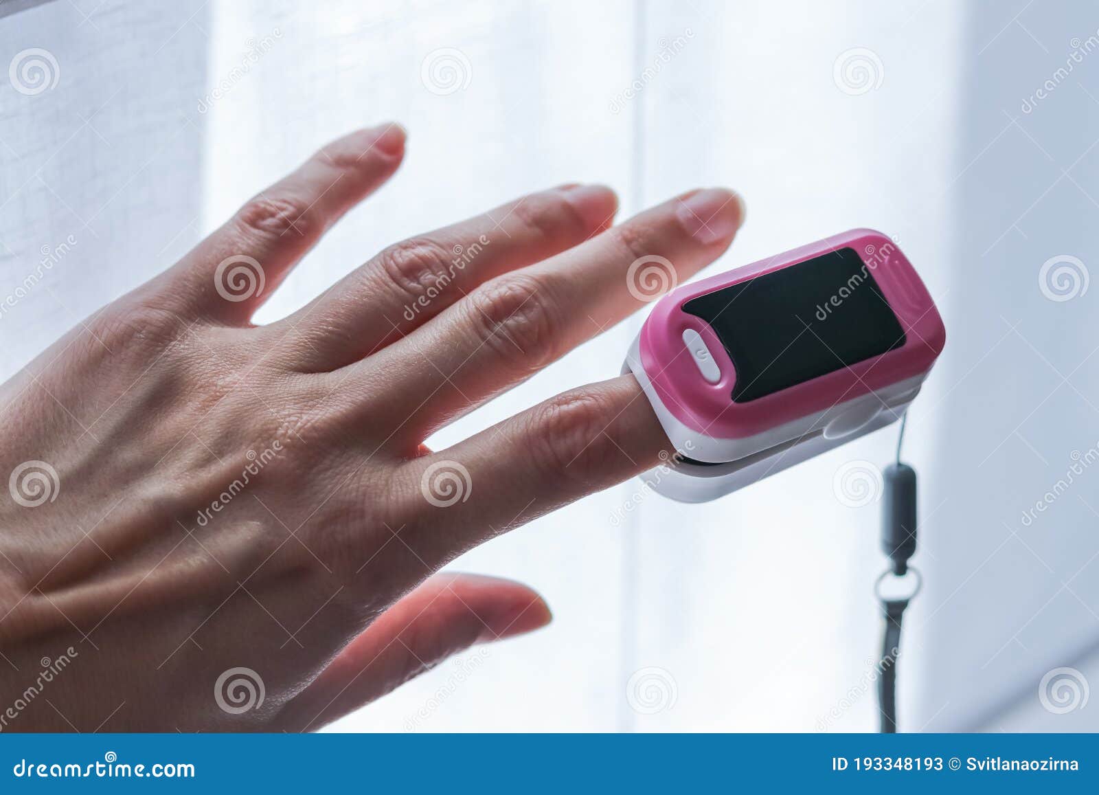 Hand with a Pulse Oximeter on the Finger Stock Image - Image of covid19 ...