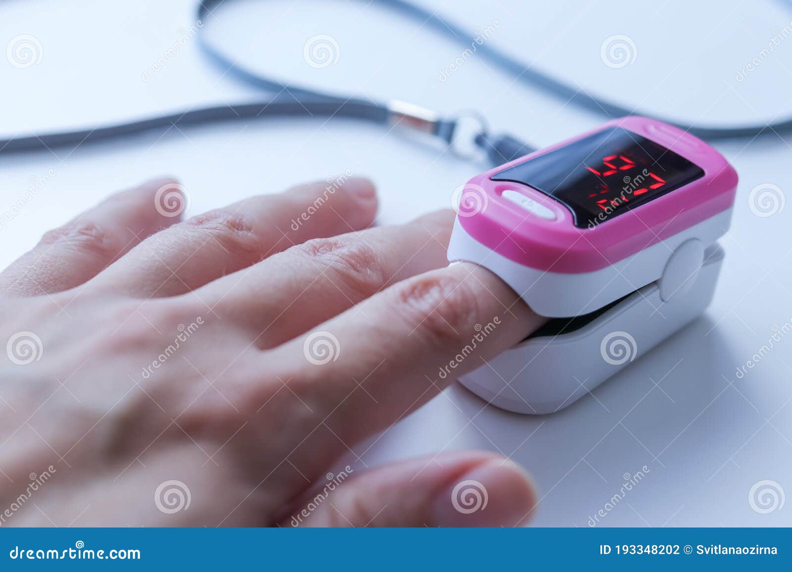 Hand with a Pulse Oximeter on the Finger Stock Photo - Image of medical ...