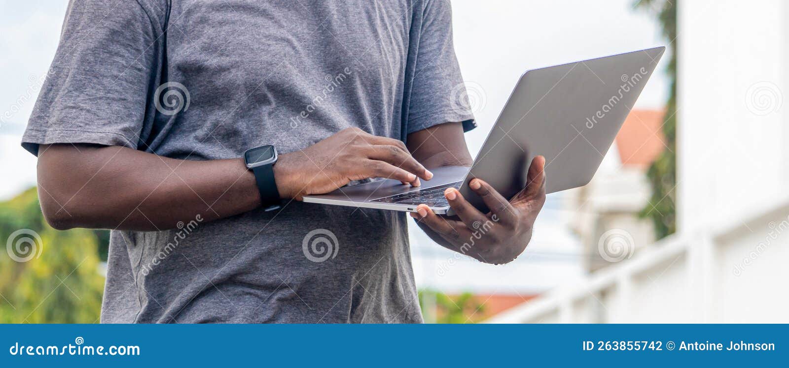 Hand Portrait of an African Web Developer Working with His Laptop, with ...