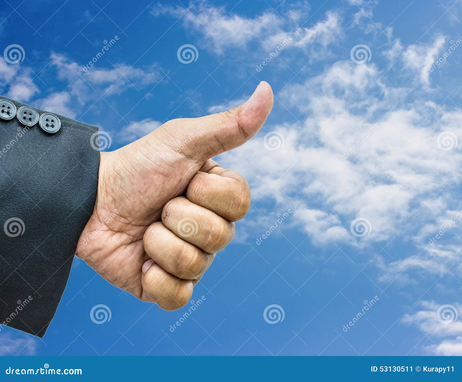 Hand Pose of Businessman Suit in Sky Stock Image - Image of concept ...