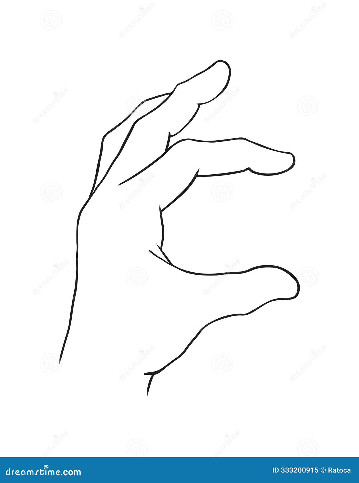 Hand Pose With Protruding Fingers Black White Vector Illustration ...