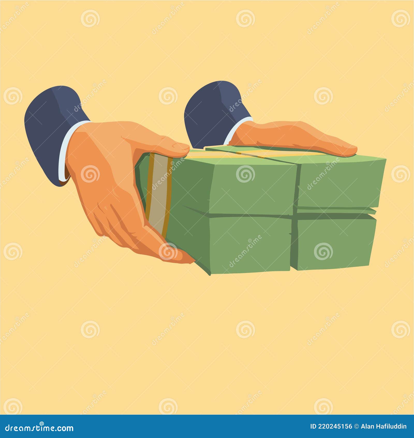 Hand Poses Giving, Taking Or Showing Cash Stacks Vector Illustration ...