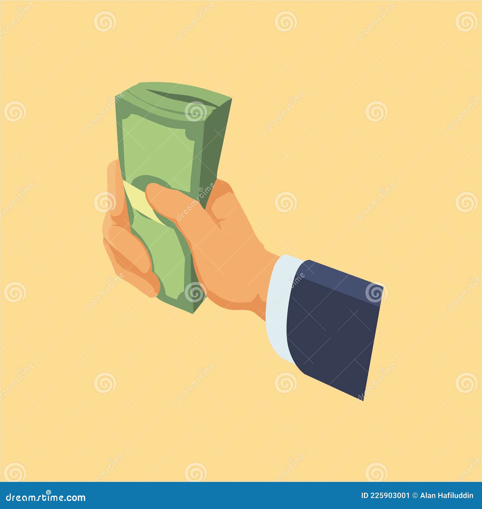 Hand Poses Giving, Taking Or Showing Cash Stacks Vector Illustration ...