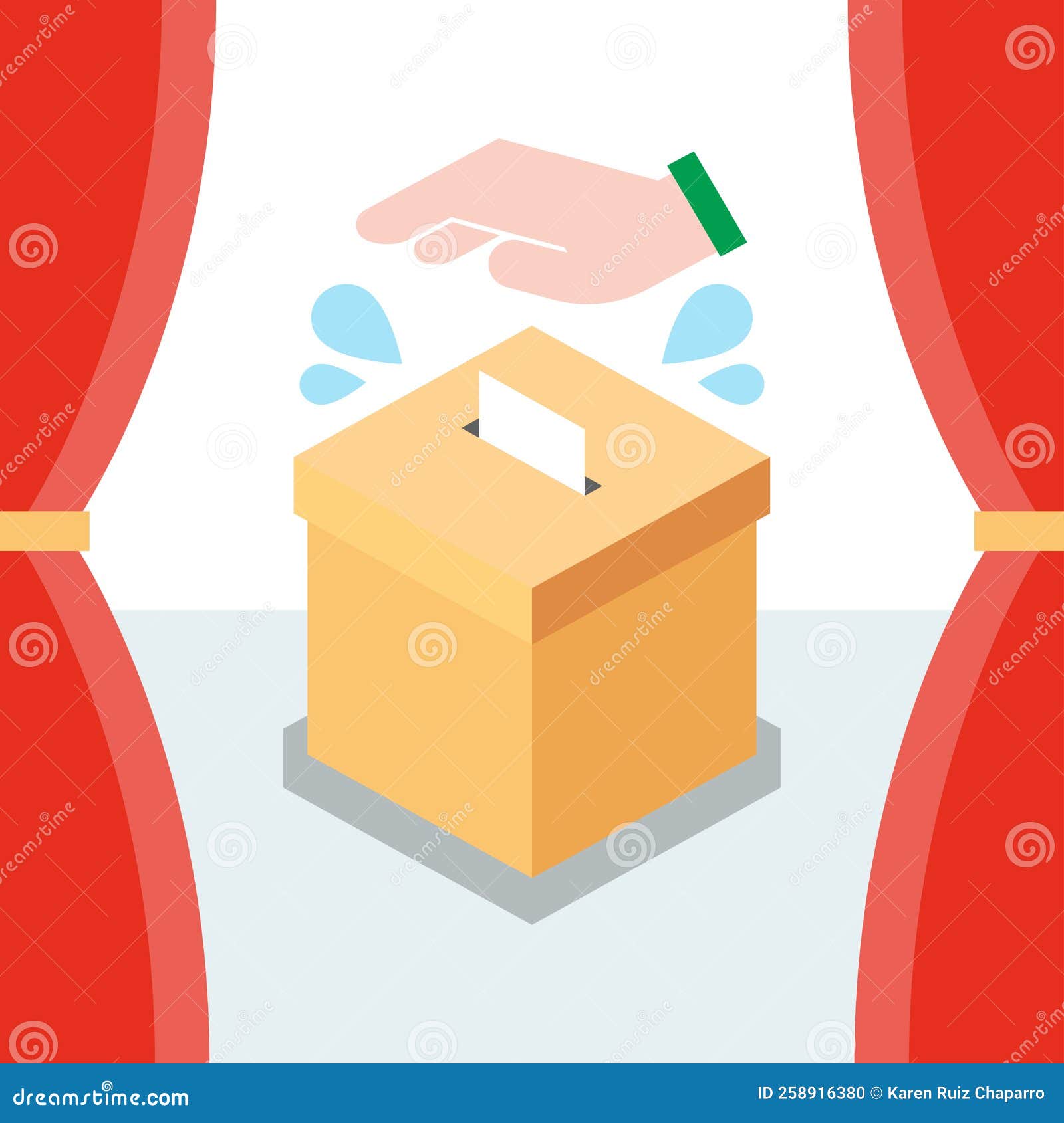 Hand Posting a Vote on a Box Election Day Vector Stock Illustration ...