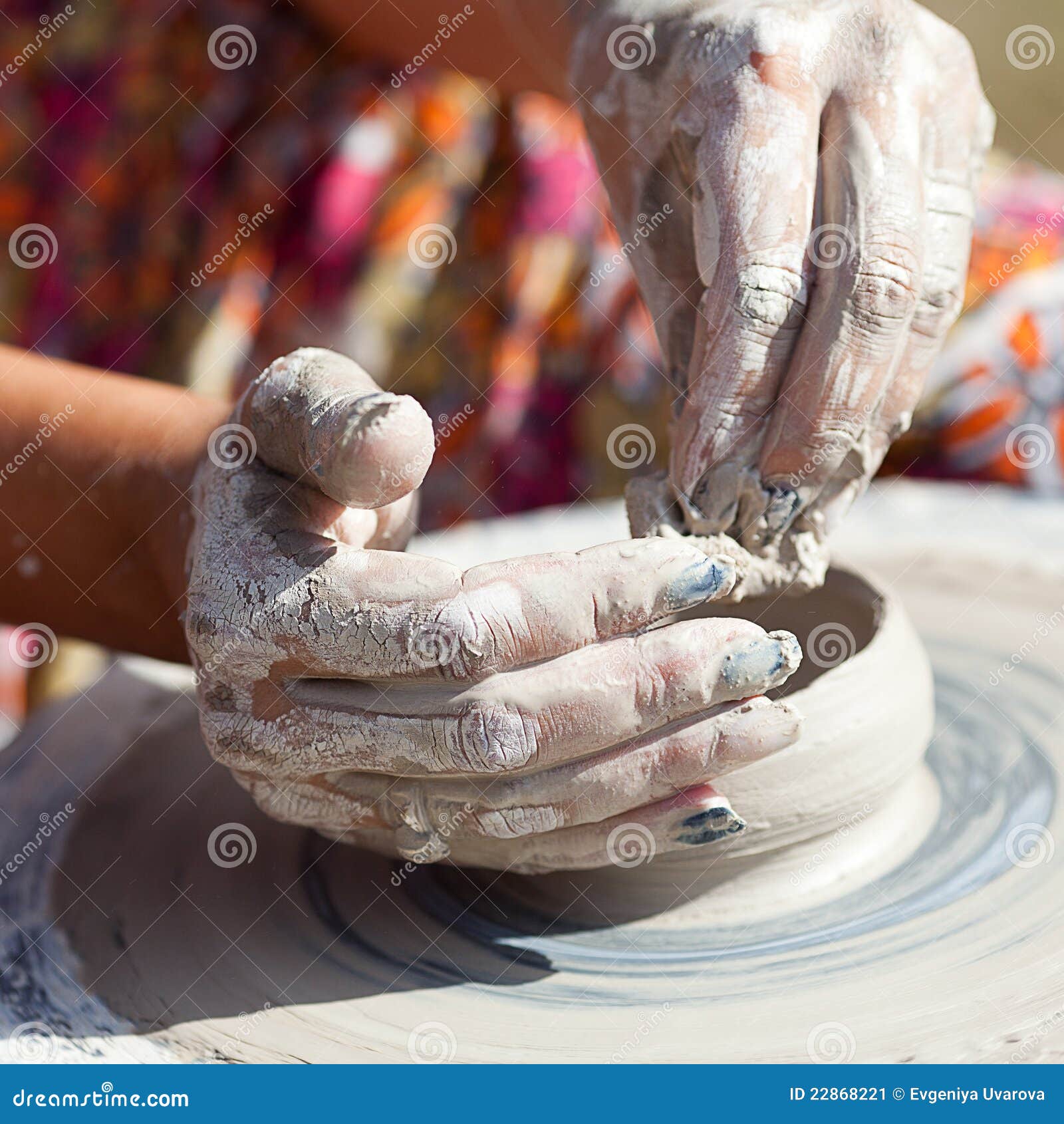 Potter Wheel And Child Hands Making A Bowl. Top View Vertical I Royalty ...