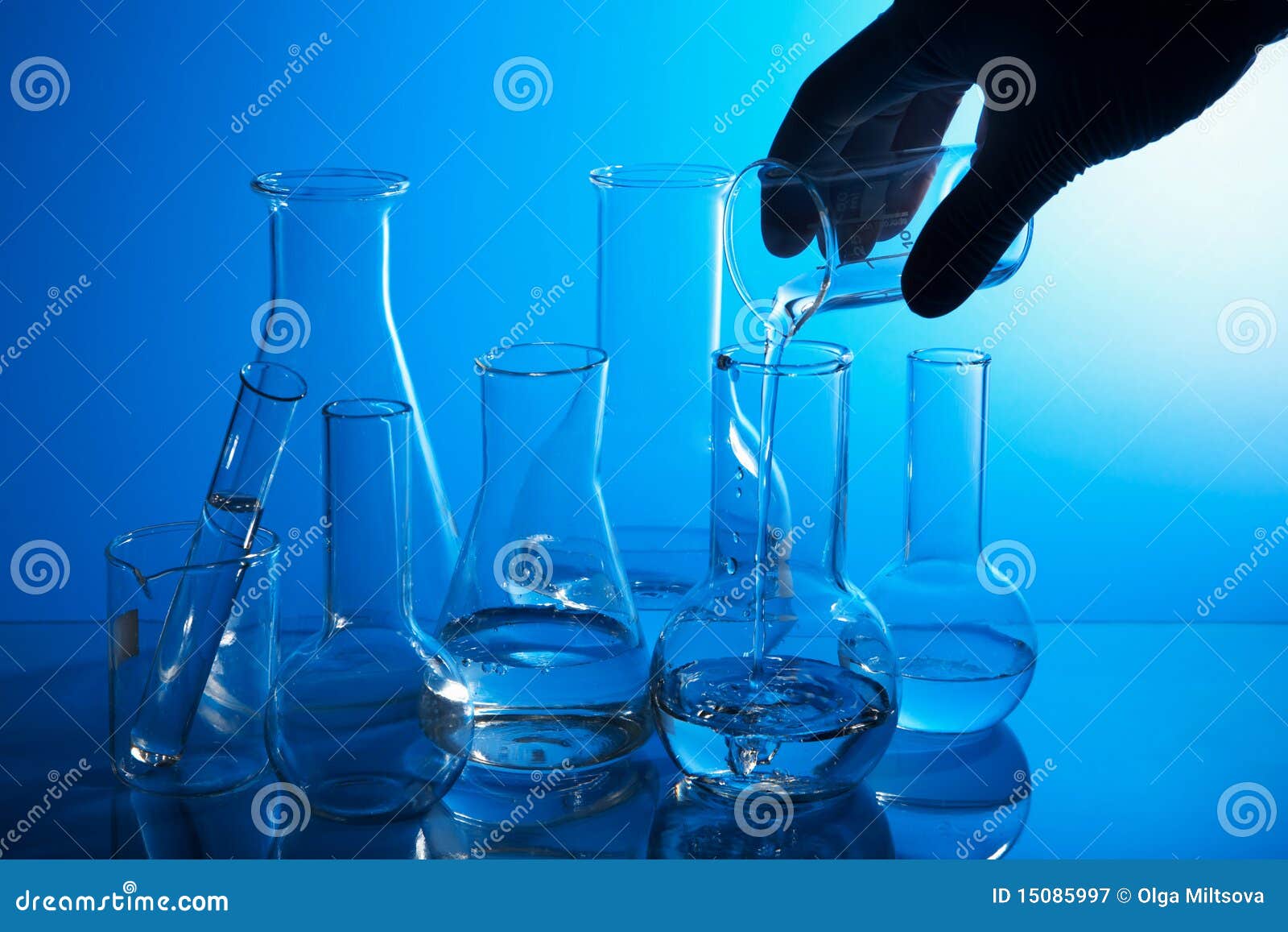 Hand Pouring Liquid into Flask Stock Image - Image of medication ...