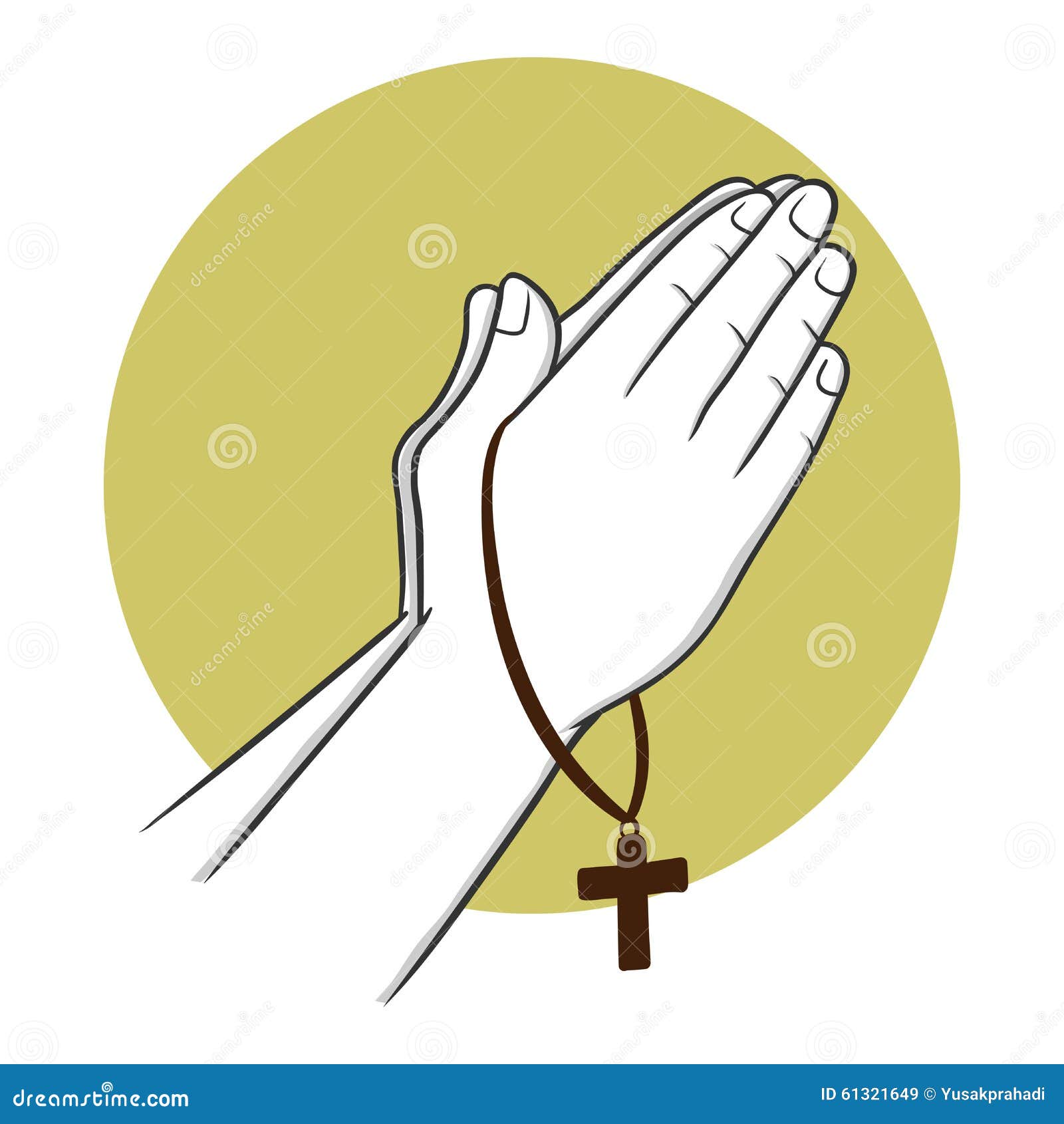 Hand Praying while Holding a Cross Stock Vector - Illustration of ...