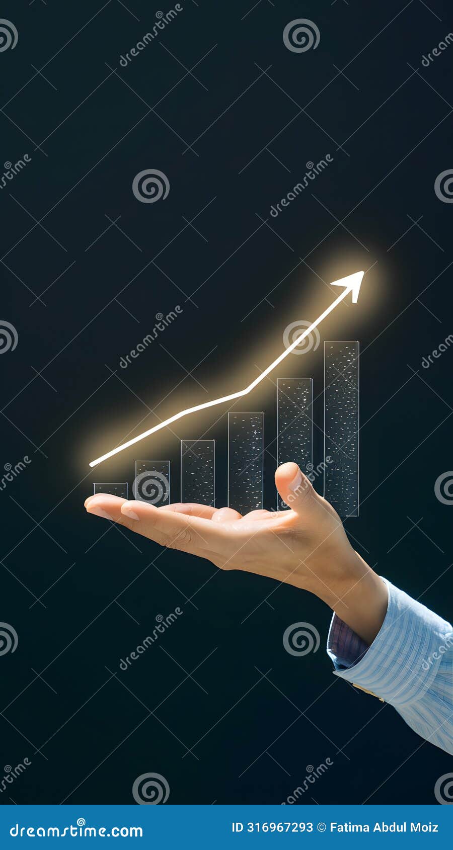 Hand Presenting Rising Trend Line on Dark Background Symbolizing ...