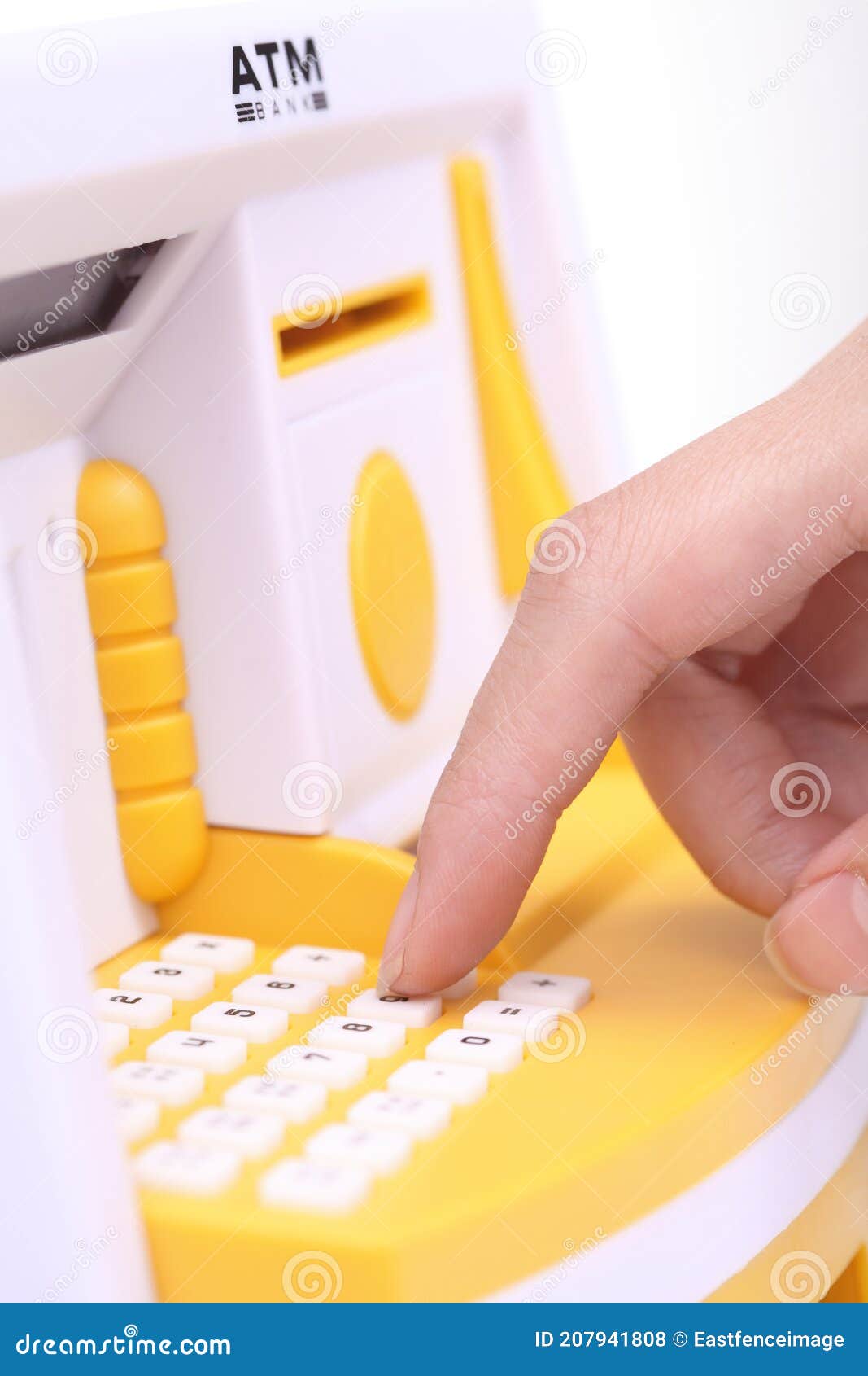 Hand press ATM keyboard stock photo. Image of human - 207941808