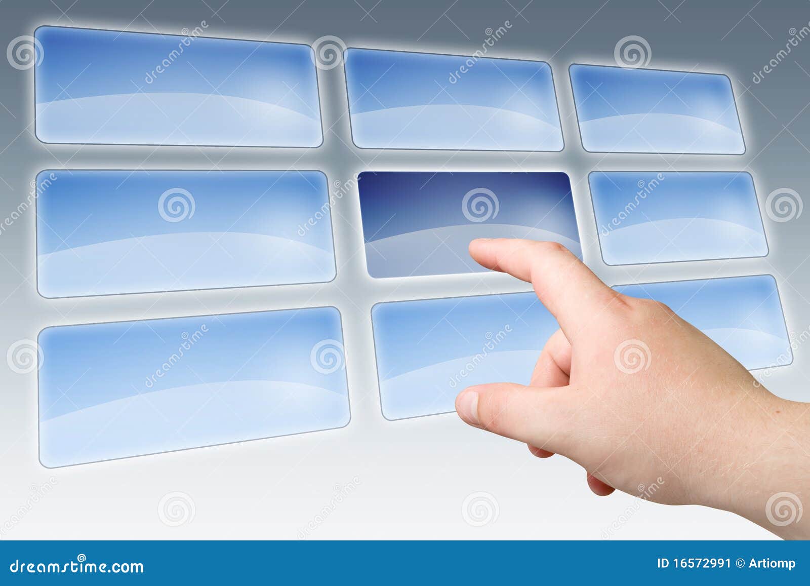 Hand Press on Blank Touch Screen Stock Image - Image of finger, asking ...