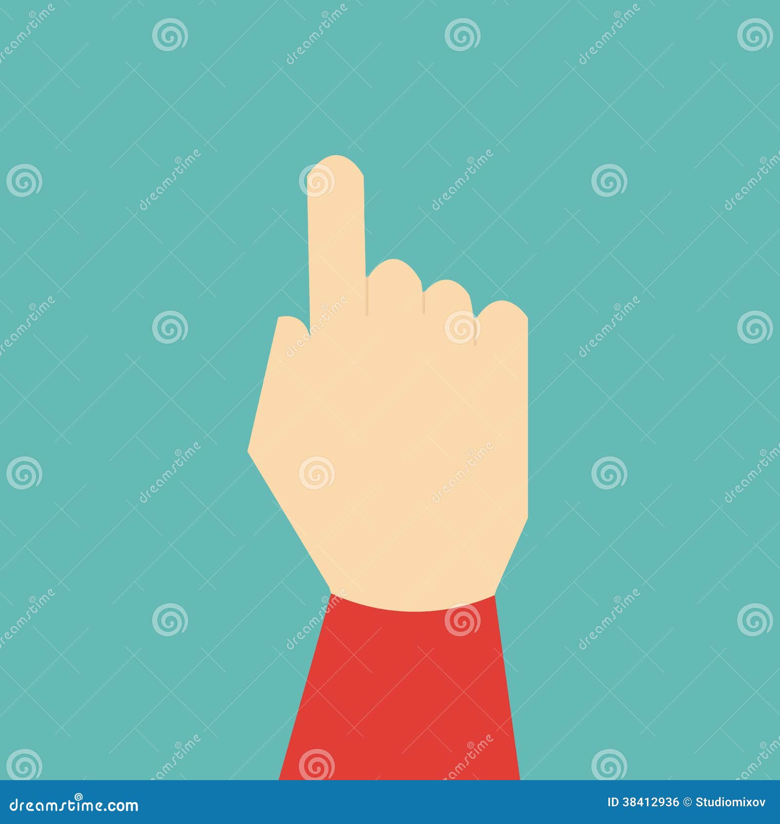 Hand Press Button, Flat Design Stock Vector - Illustration of long ...