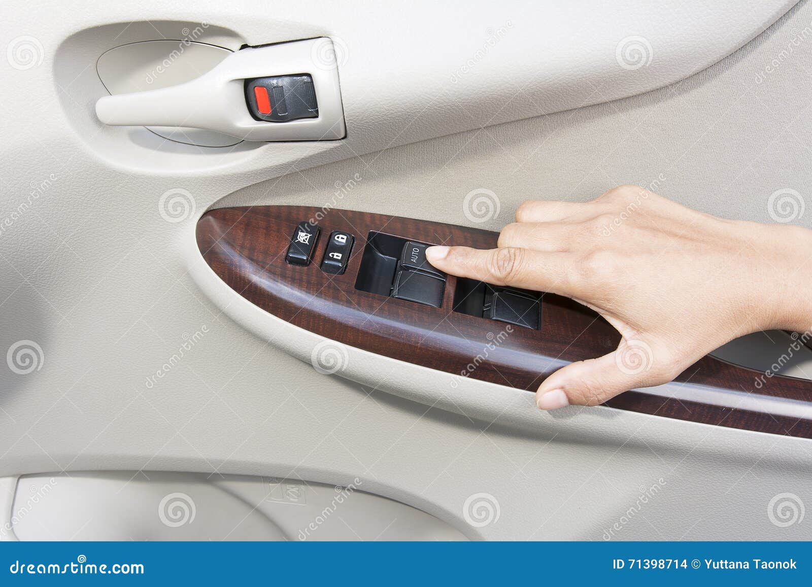 Hand Press Button Inside Door Car Stock Photo - Image of button, glass ...