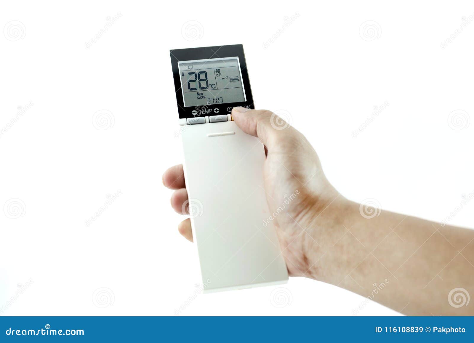 Hand Press Button on Remote Control Air Conditioner Stock Image - Image ...