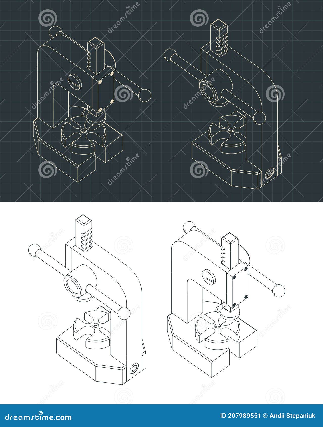 Hand press drawings stock vector. Illustration of design - 207989551