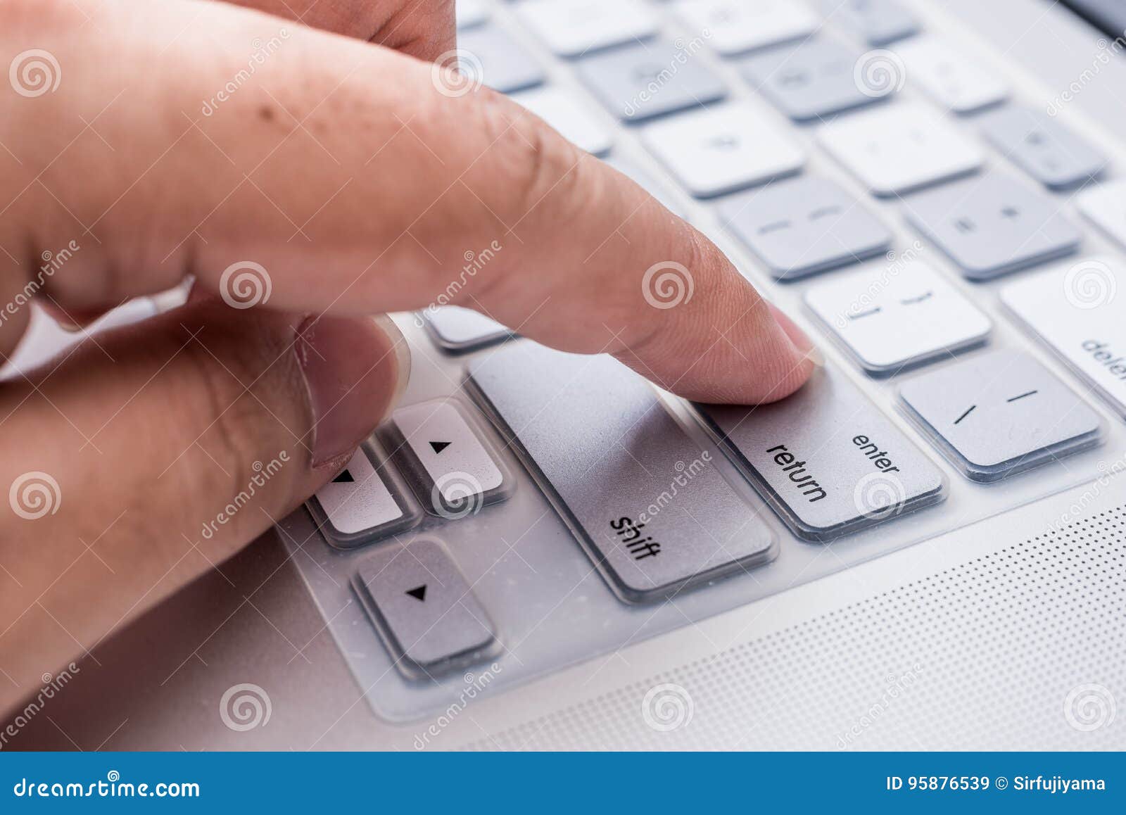 Hand press enter button stock image. Image of enter, desk - 95876539