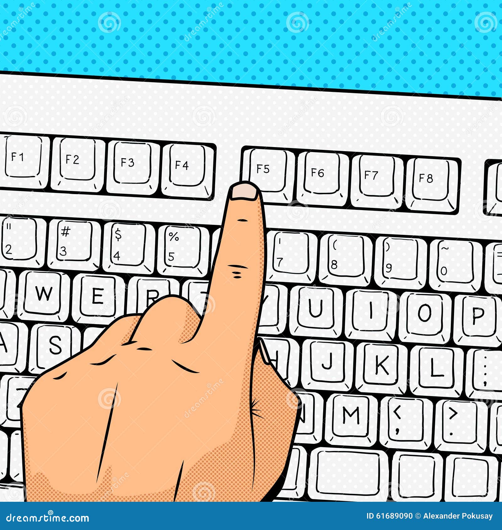 Hand Press F5 Key Pop Art Style Vector Stock Vector - Illustration of ...