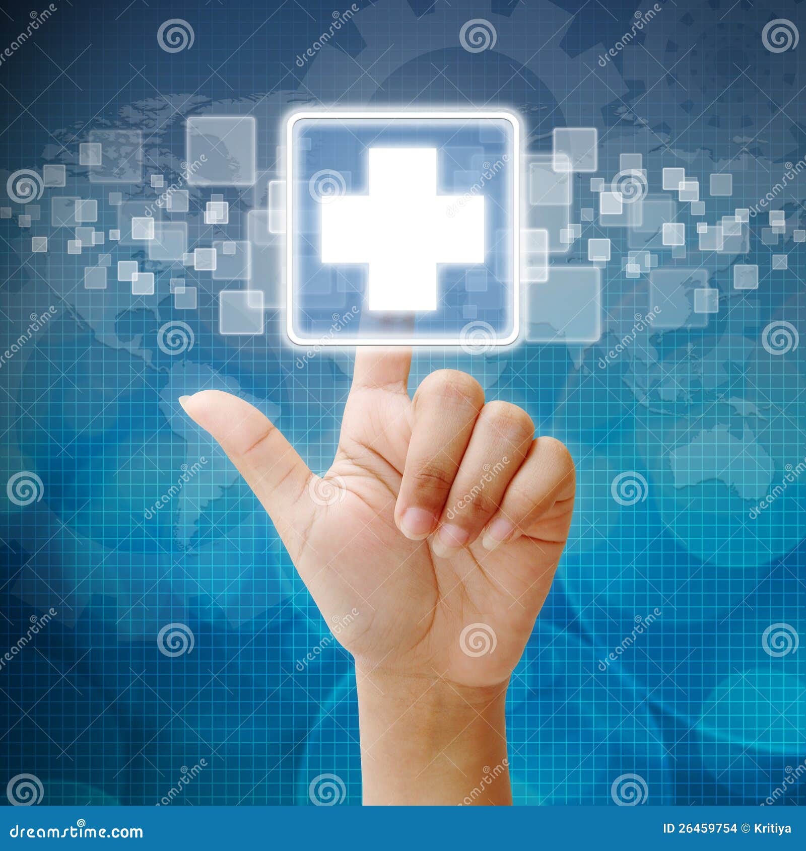 Hand Press on First Aid Icon Stock Photo - Image of glow, emergency ...