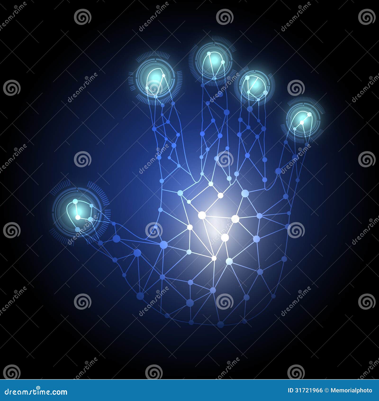 Hand press hi-tech button stock vector. Illustration of sign - 31721966