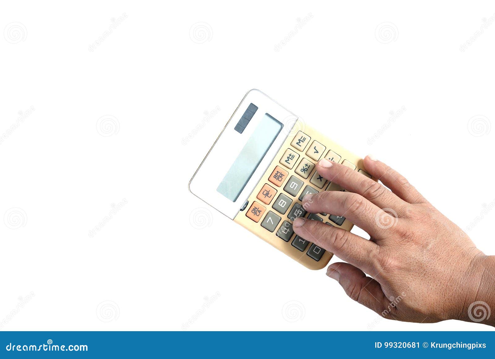 Hand press old calculator. stock image. Image of digit - 99320681