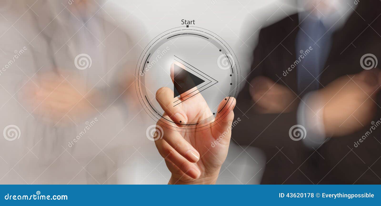 Hand Press Play Button Sign To Start Stock Photo - Image of interface ...