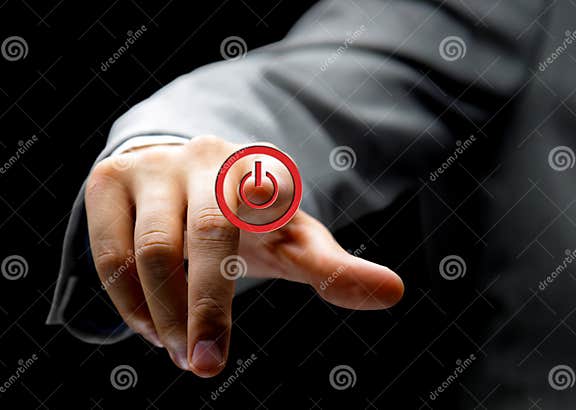 Hand press power button stock image. Image of screen - 18101243