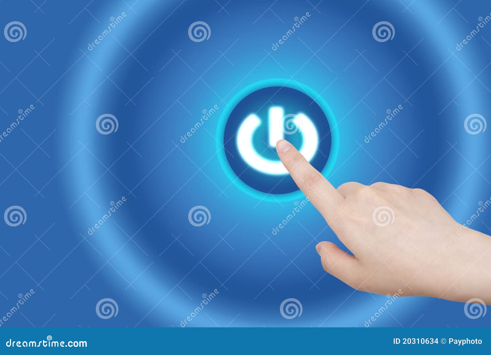 Hand press power button stock photo. Image of green, power - 20310634