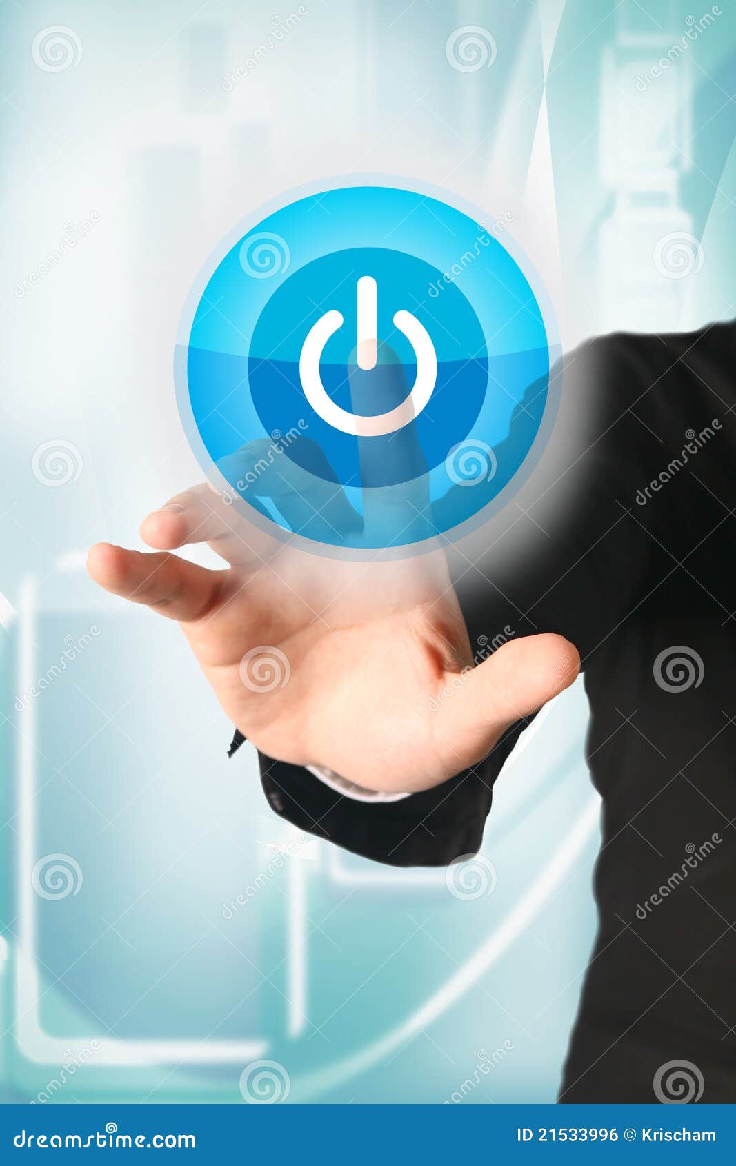 Hand press power button stock photo. Image of glass, idea - 21533996